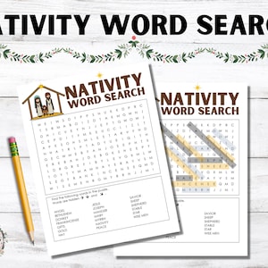 Nativity Christmas Word Search Printable for Classroom, Home, or ...