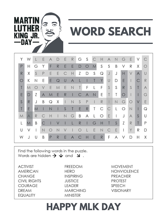 Martin Luther King Word Search