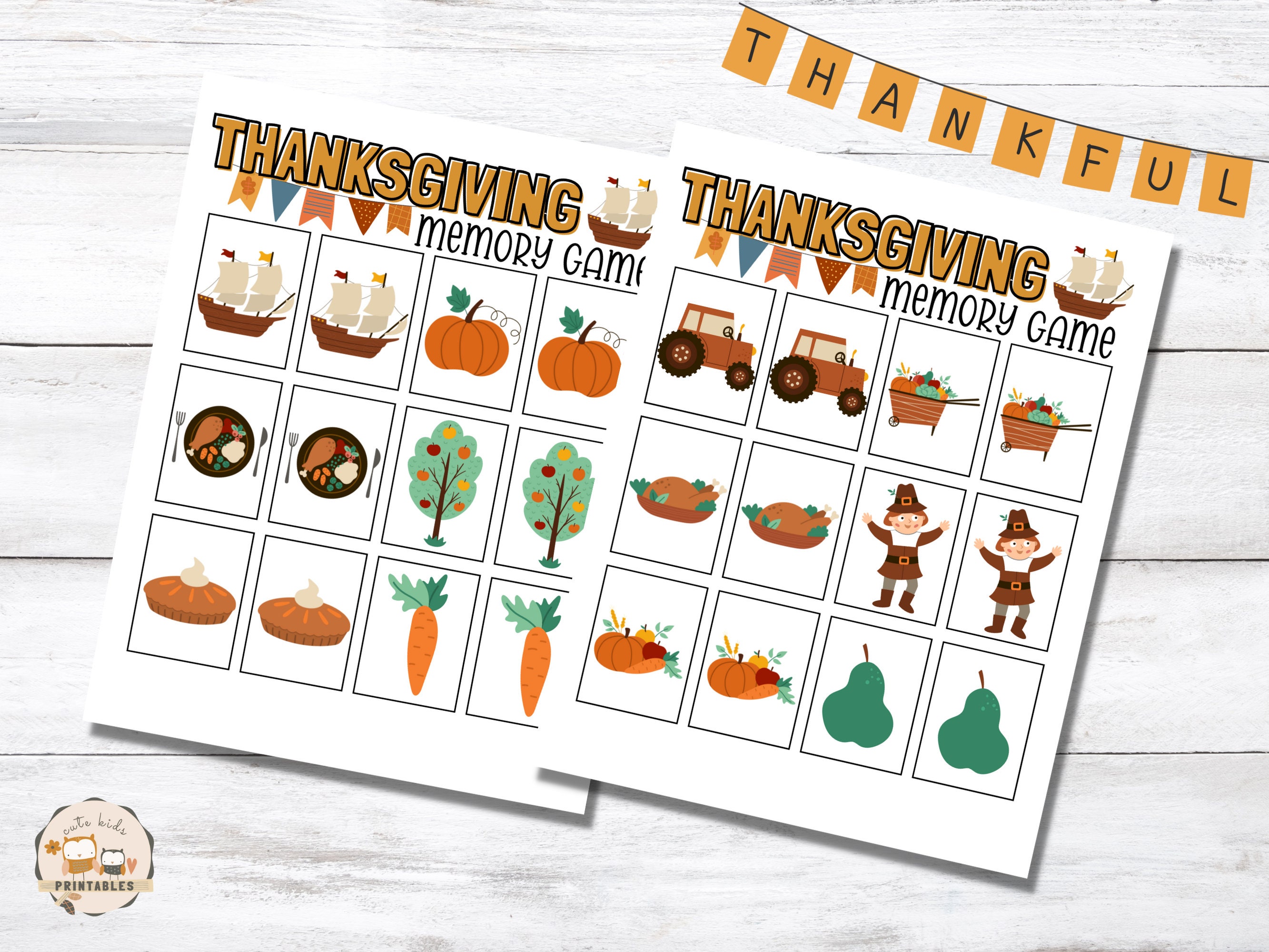 Printable Thanksgiving Matching Game, Thanksgiving Memory Game ...