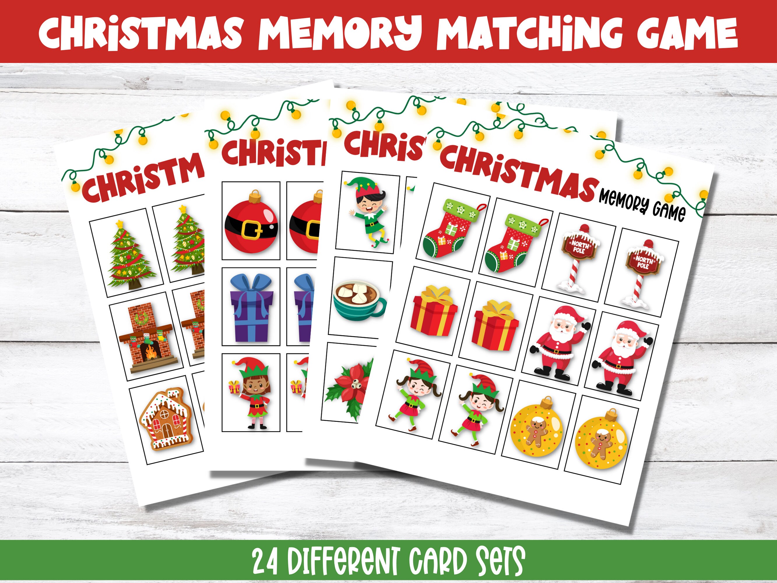 Christmas Memory Game, Christmas Matching Game, Printable Christmas ...