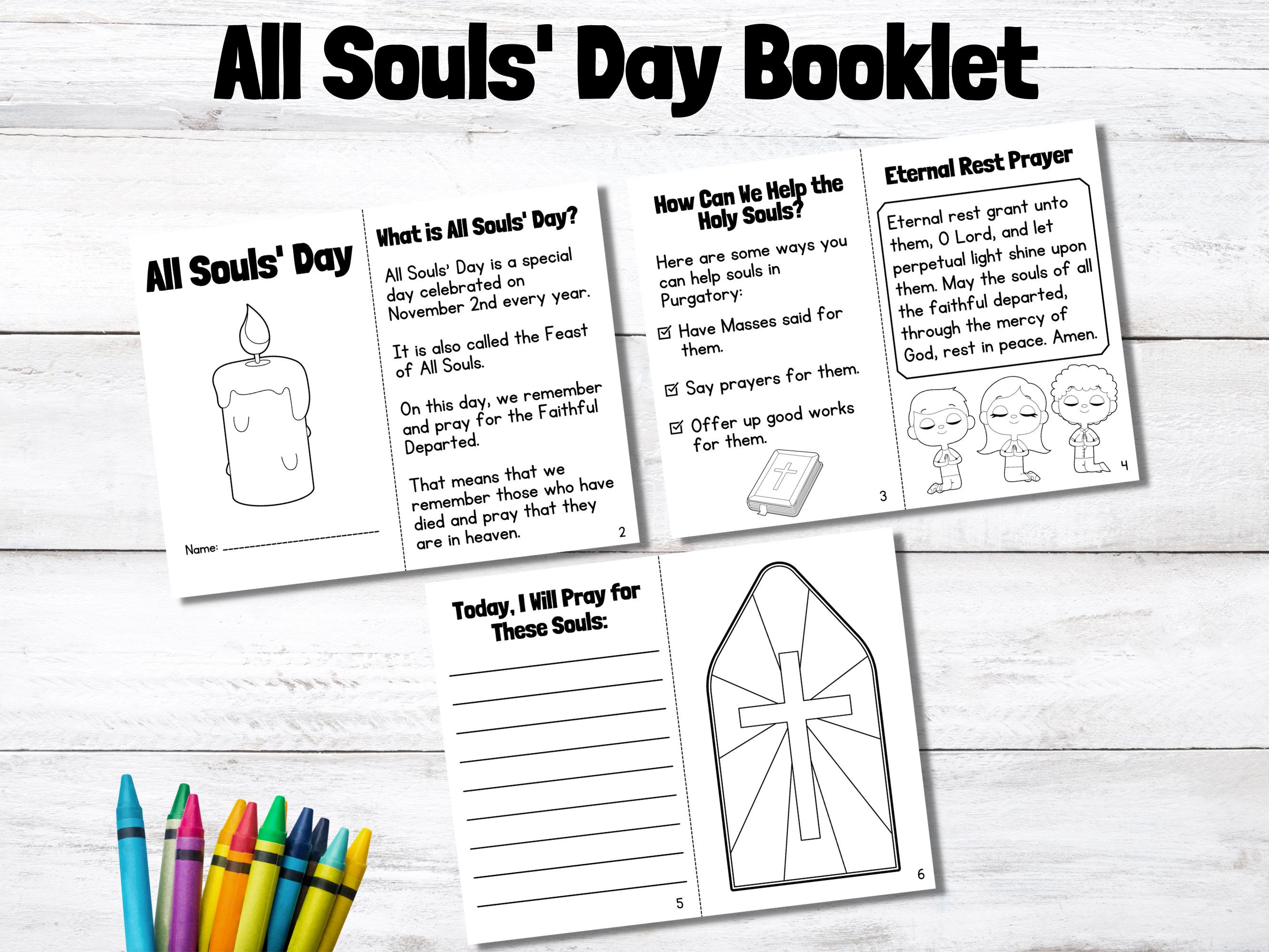 All Souls' Day Mini Book PDF - Colorable - Catholic Booklet for Kids - Etsy