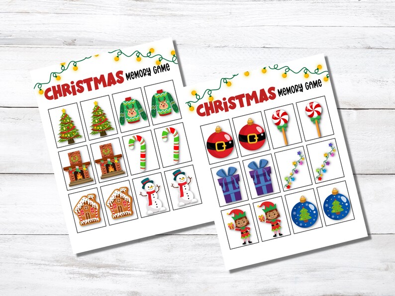 Christmas Memory Game, Christmas Matching Game, Printable Christmas ...