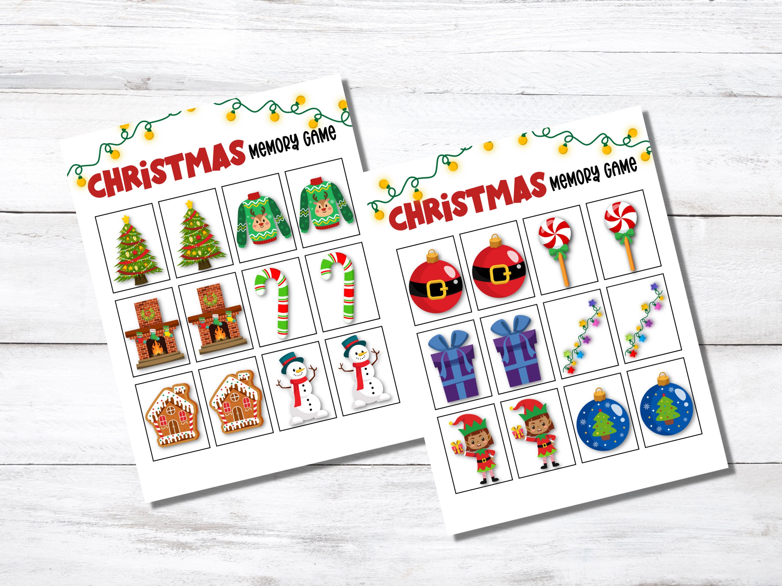 Christmas Memory Game, Christmas Matching Game, Printable Christmas ...