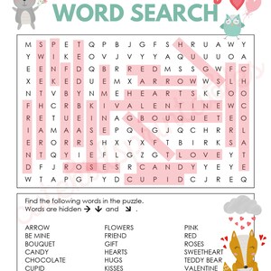 Valentine's Day Word Search Printable - Digital Download - PDF ...