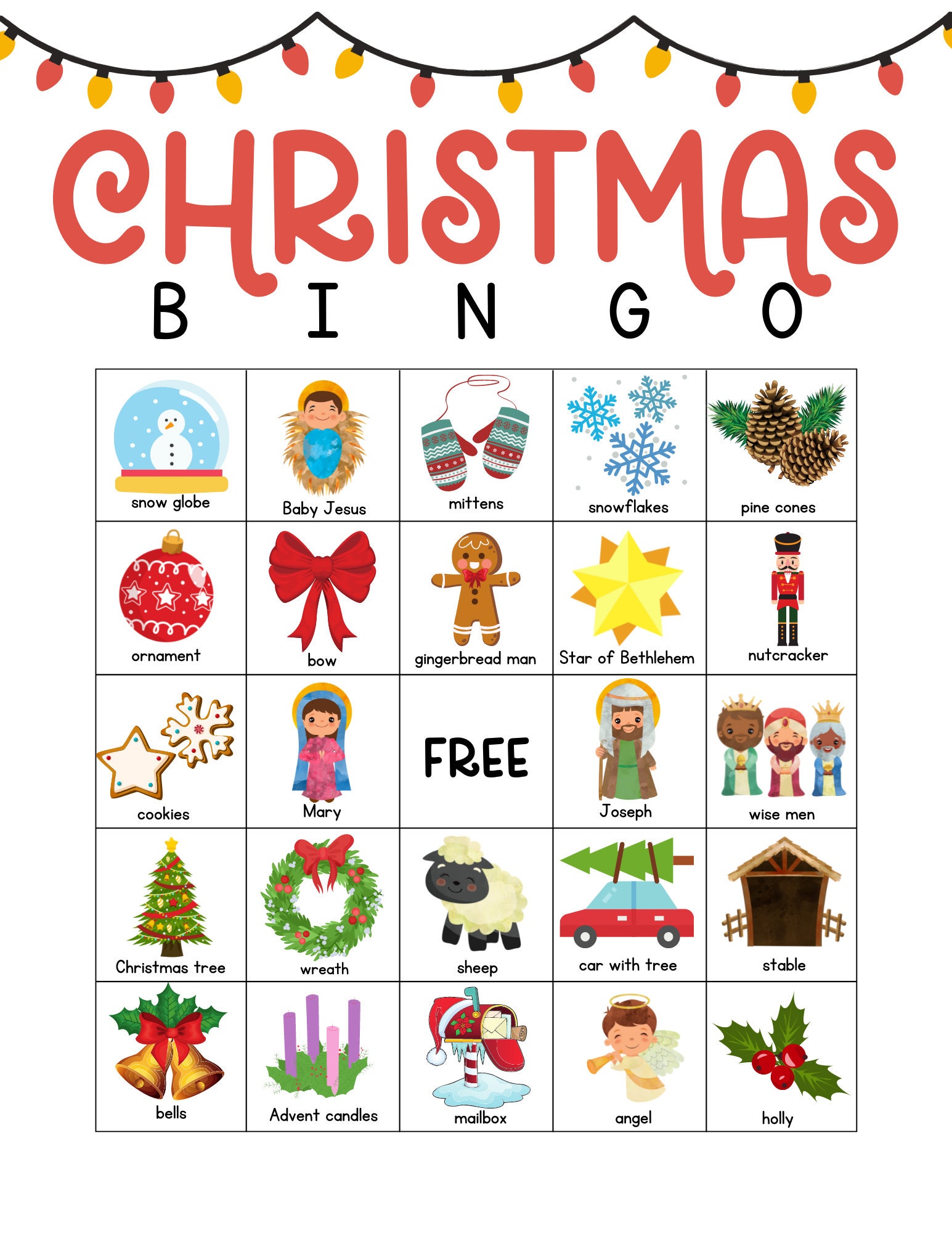 Christmas Bingo Game PDF Party Printable - Etsy