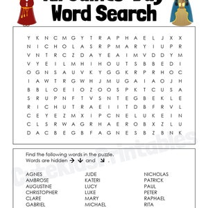 All Saints' Day Word Search Printable PDF - Etsy