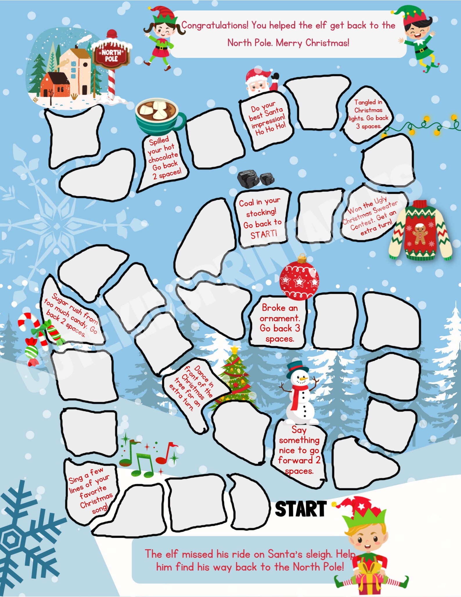Printable Lost Elf Christmas Board Game for Kids PDF - Etsy Canada