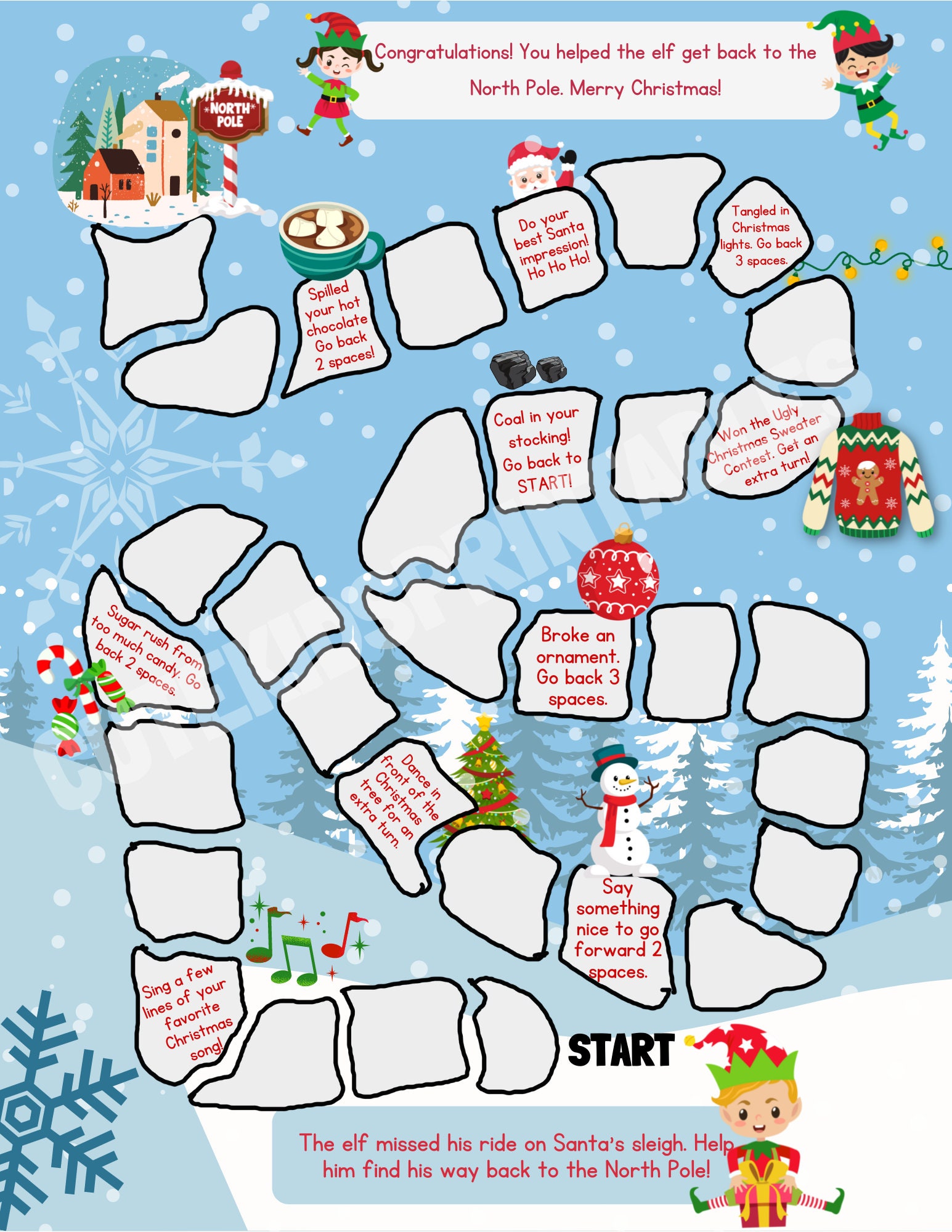 Printable Lost Elf Christmas Board Game for Kids PDF - Etsy Canada