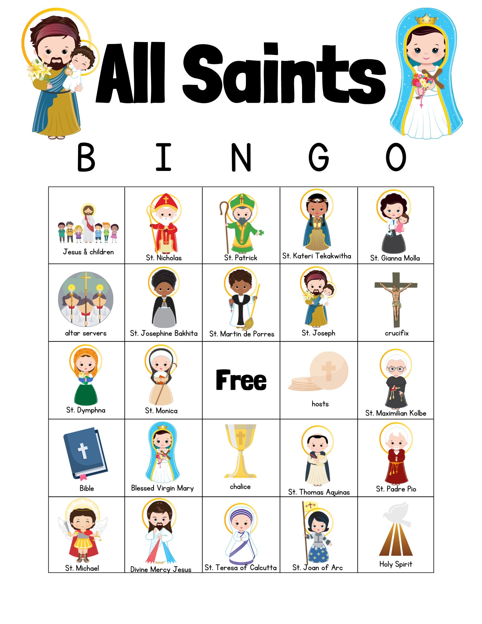 All Saints Day Bingo Game PDF Party Printable - Etsy