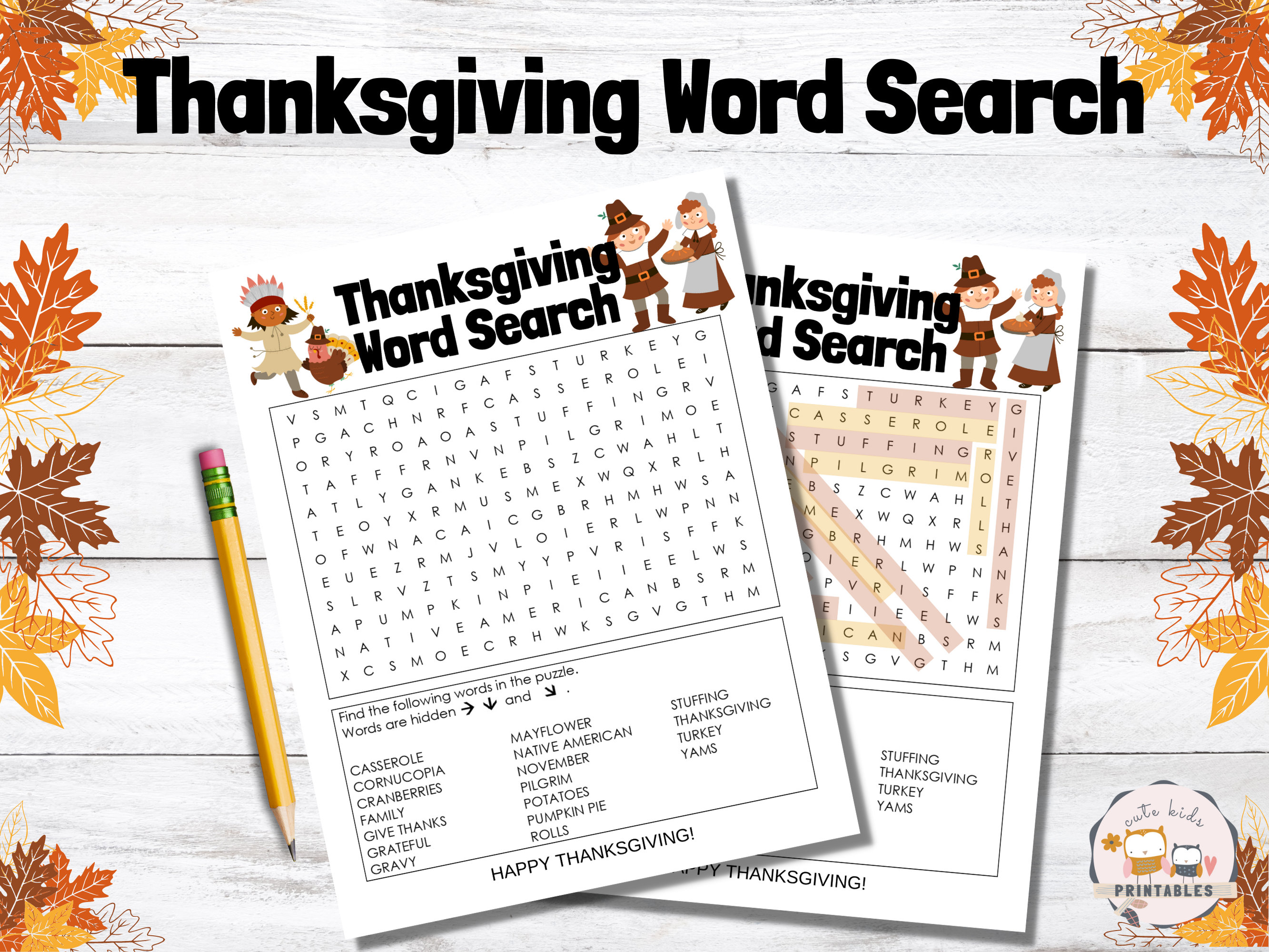 Thanksgiving Word Search Printable PDF for Home, Homeschool, or ...