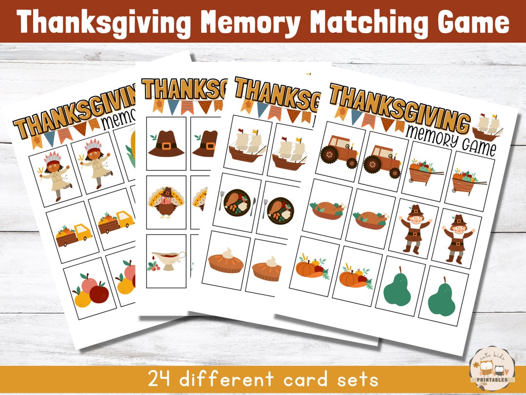Printable Thanksgiving Matching Game, Thanksgiving Memory Game ...