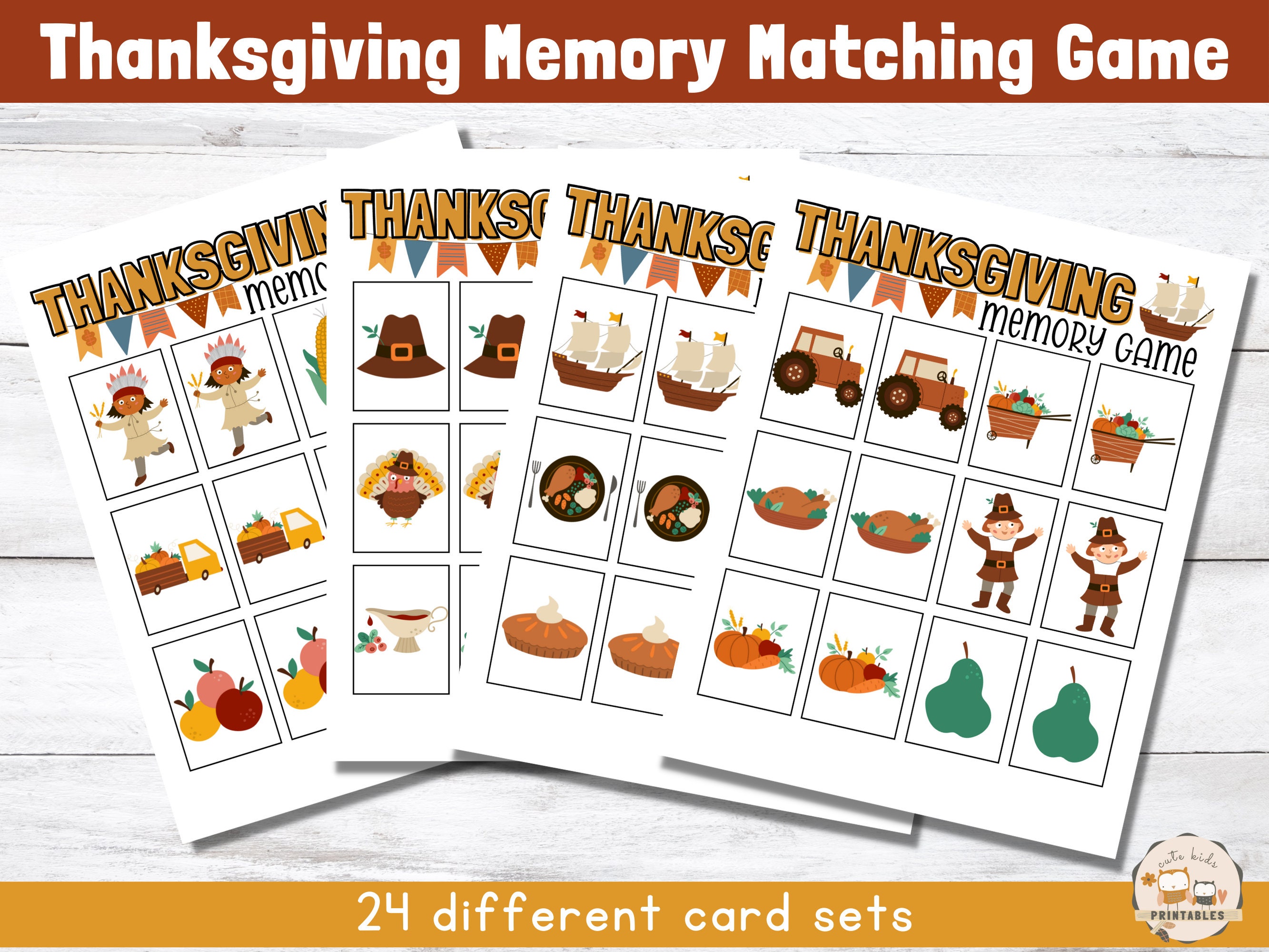 Printable Thanksgiving Matching Game, Thanksgiving Memory Game ...