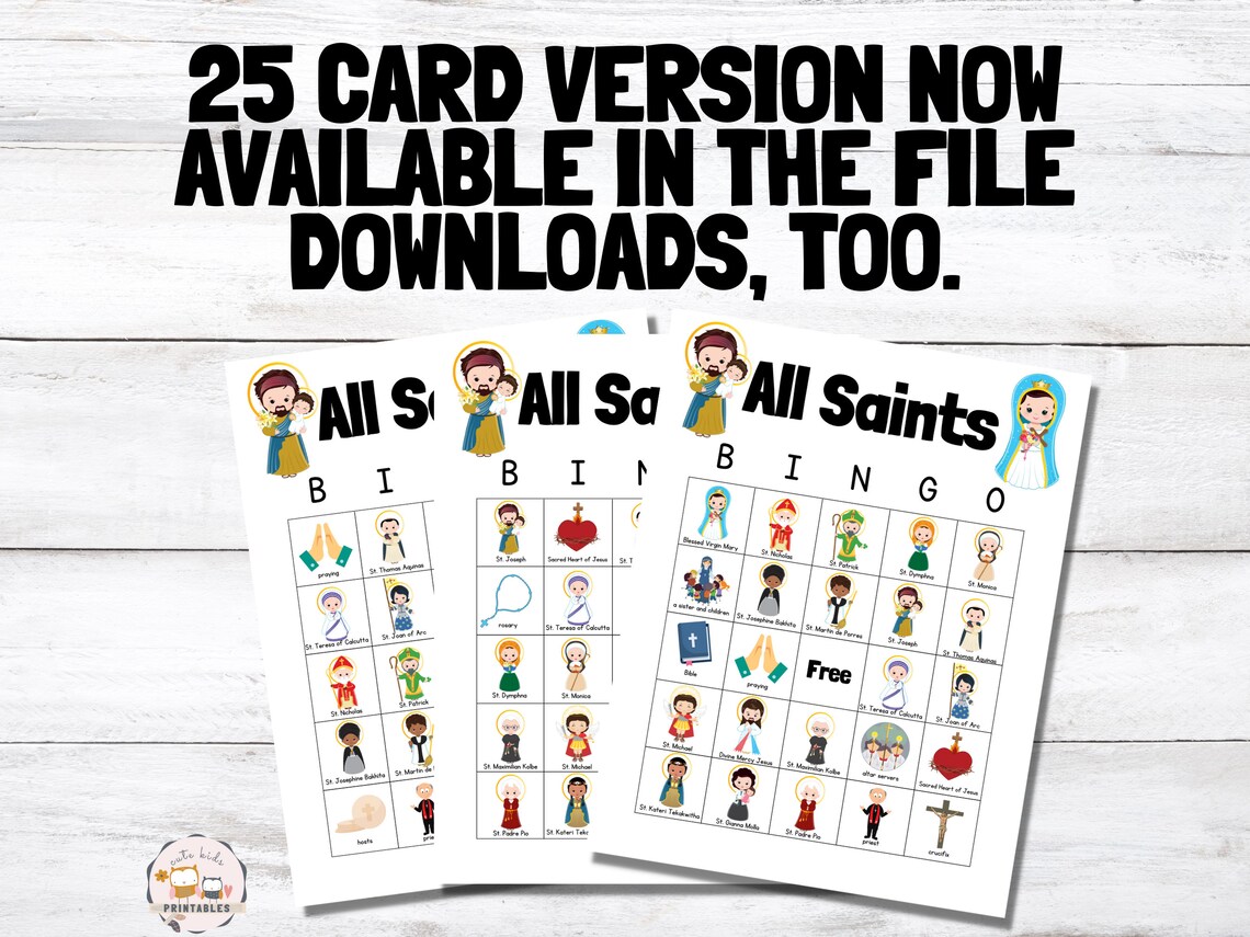 All Saints Day Bingo Game PDF Party Printable - Etsy Canada