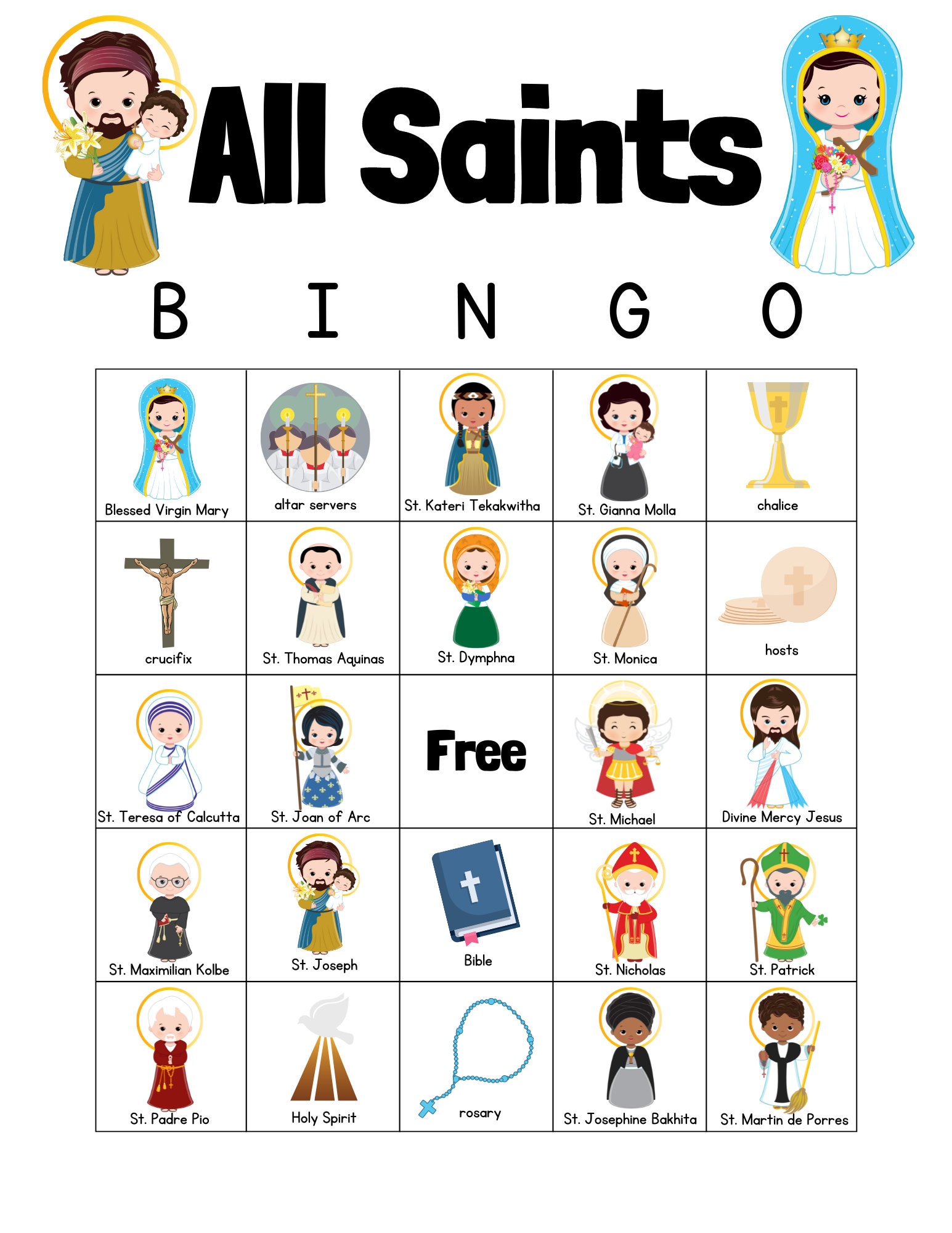 All Saints Day Bingo Game PDF Party Printable - Etsy Canada