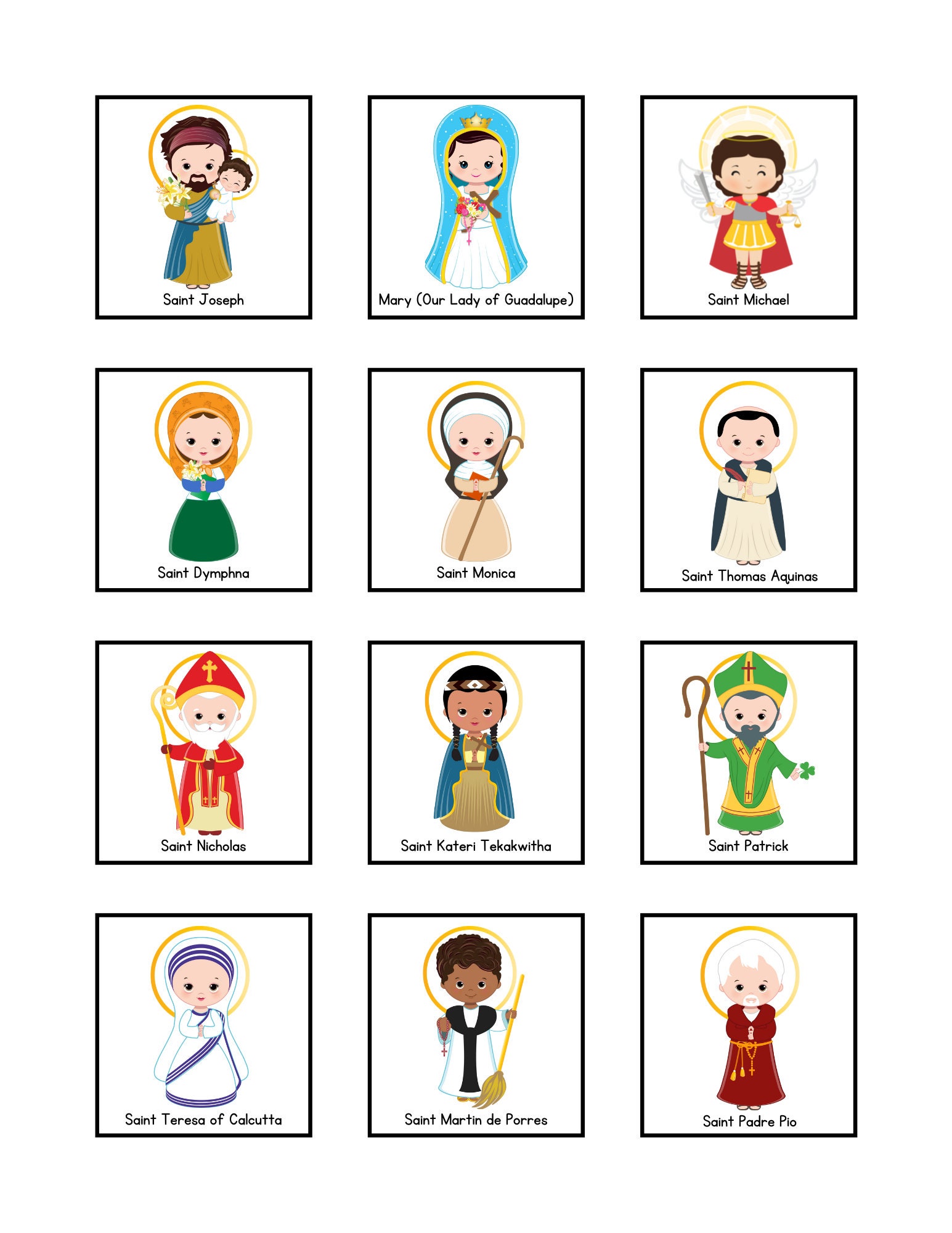 Saints Memory Match Game for Toddlers and Preschoolers - All Saints Day ...