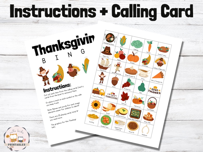 Thanksgiving Bingo Game Printable PDF for Home or Classroom Use 25 ...
