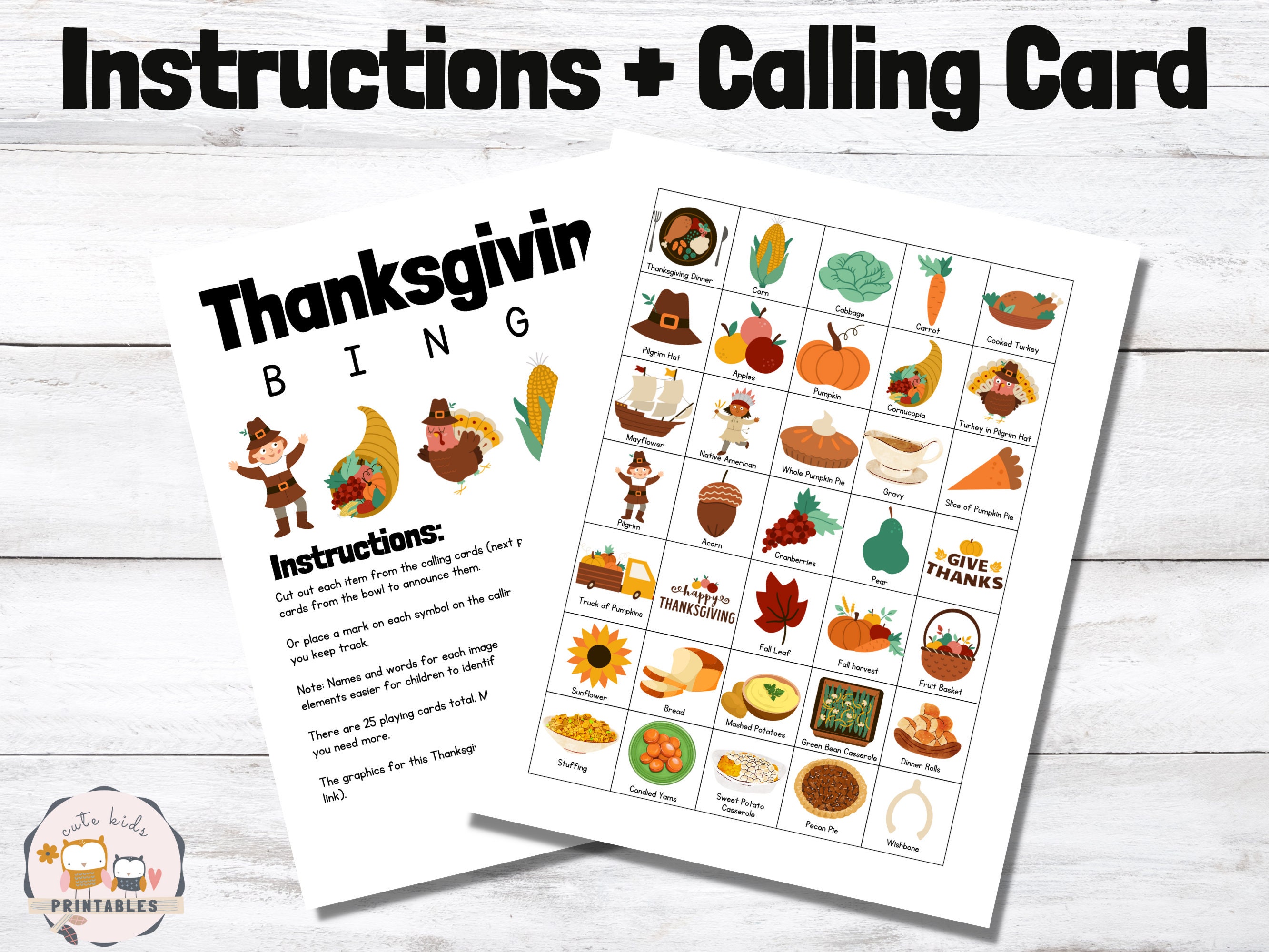 Thanksgiving Bingo Game Printable PDF for Home or Classroom Use 25 ...