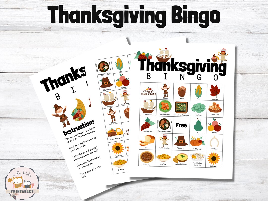 Thanksgiving Bingo Game Printable PDF for Home or Classroom Use 25 ...