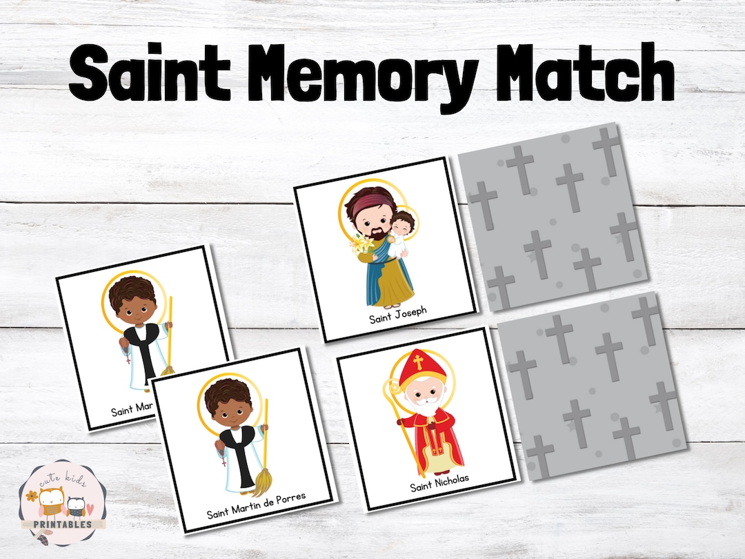 Saints Memory Match Game for Toddlers and Preschoolers - All Saints Day ...