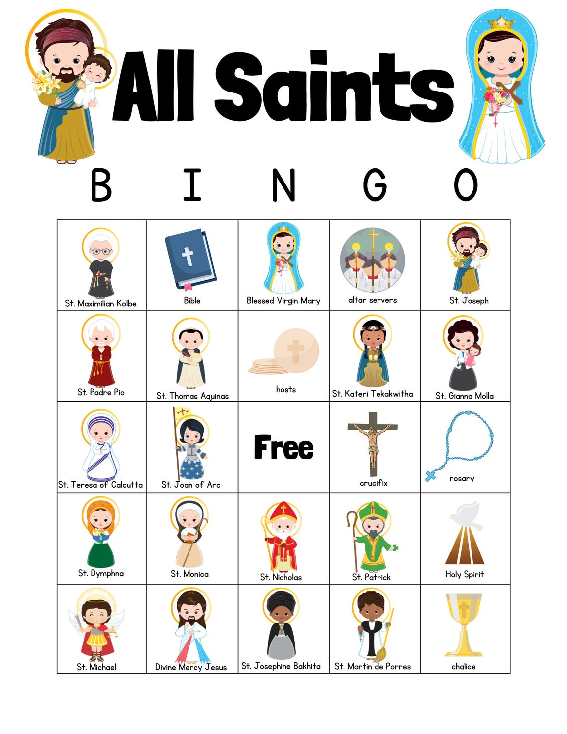 All Saints Day Bingo Game PDF Party Printable - Etsy