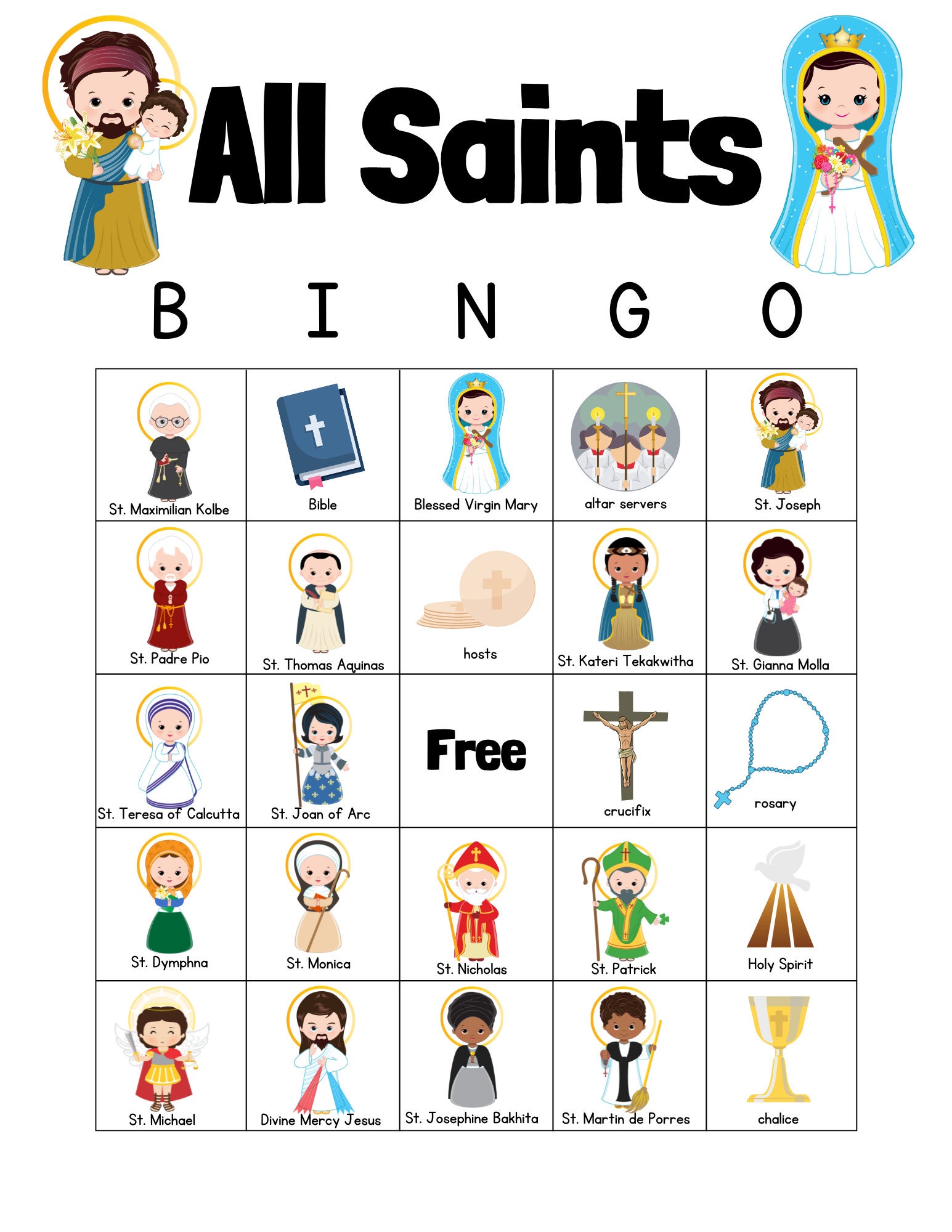 All Saints Day Bingo Game PDF Party Printable - Etsy Canada