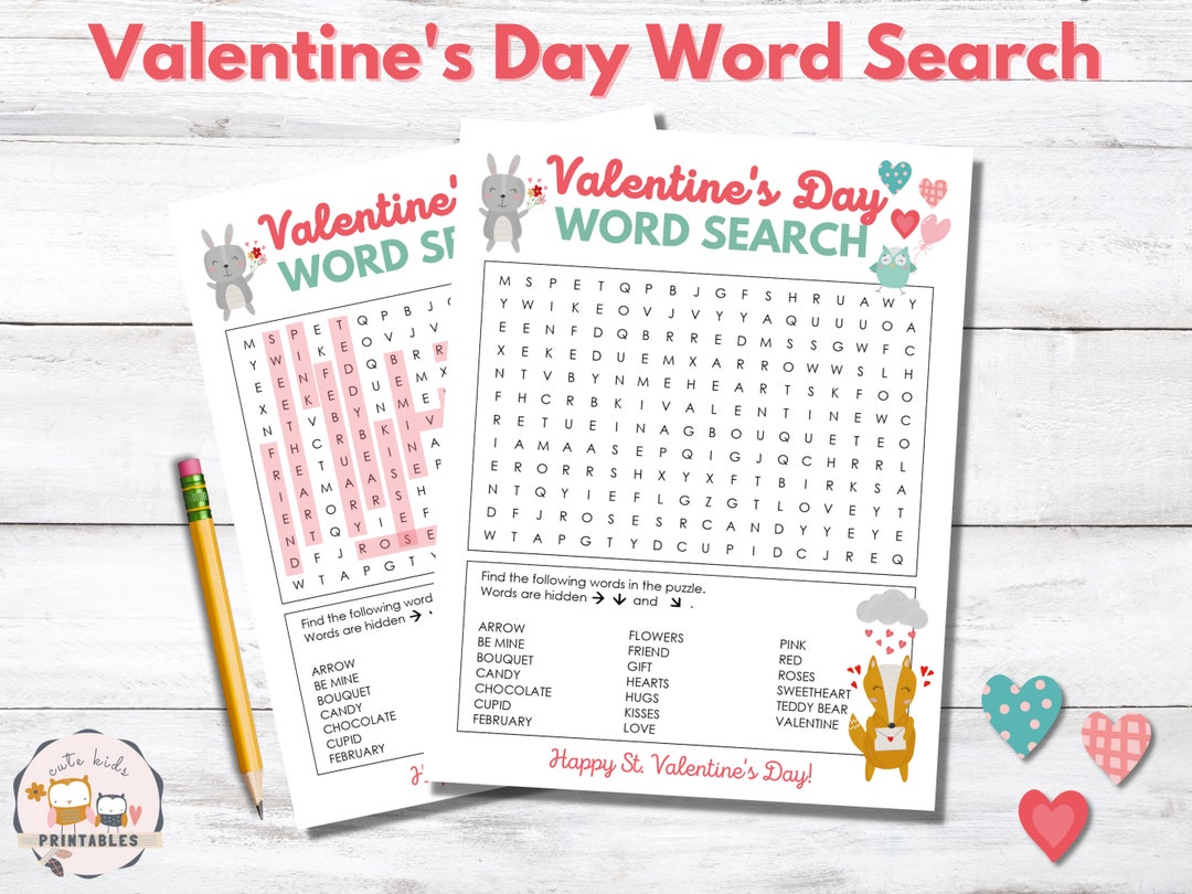 Valentine's Day Word Search Printable - Digital Download - PDF ...