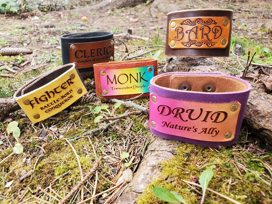 Leather Class Cuffs - Series 1 - TTRPG, Dnd, Pathfinder, RPG Classs - Etsy