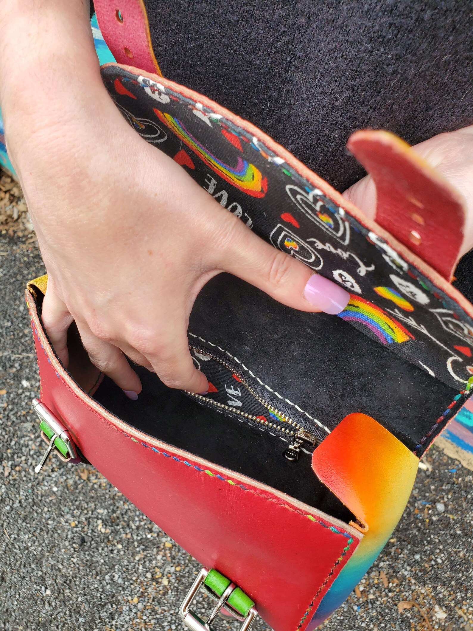 LGBTQ+ Pride Leather Sweetheart Satchel Purse - Rainbow Gradient Straps ...