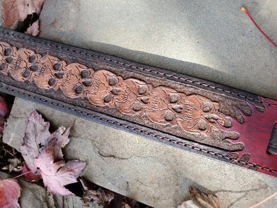 Custom Hand-tooled Leather Guitar Strap - Your Design in Leather! - Etsy