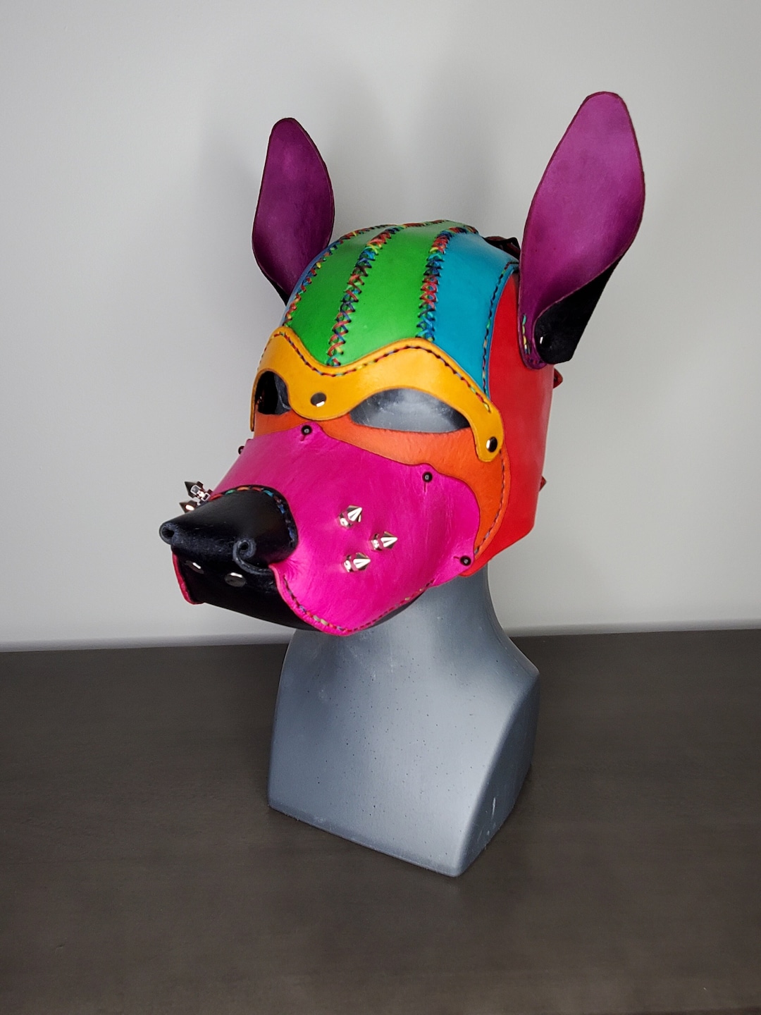 Bright Rainbow Pride Hand-made Leather Pup Hood - Etsy