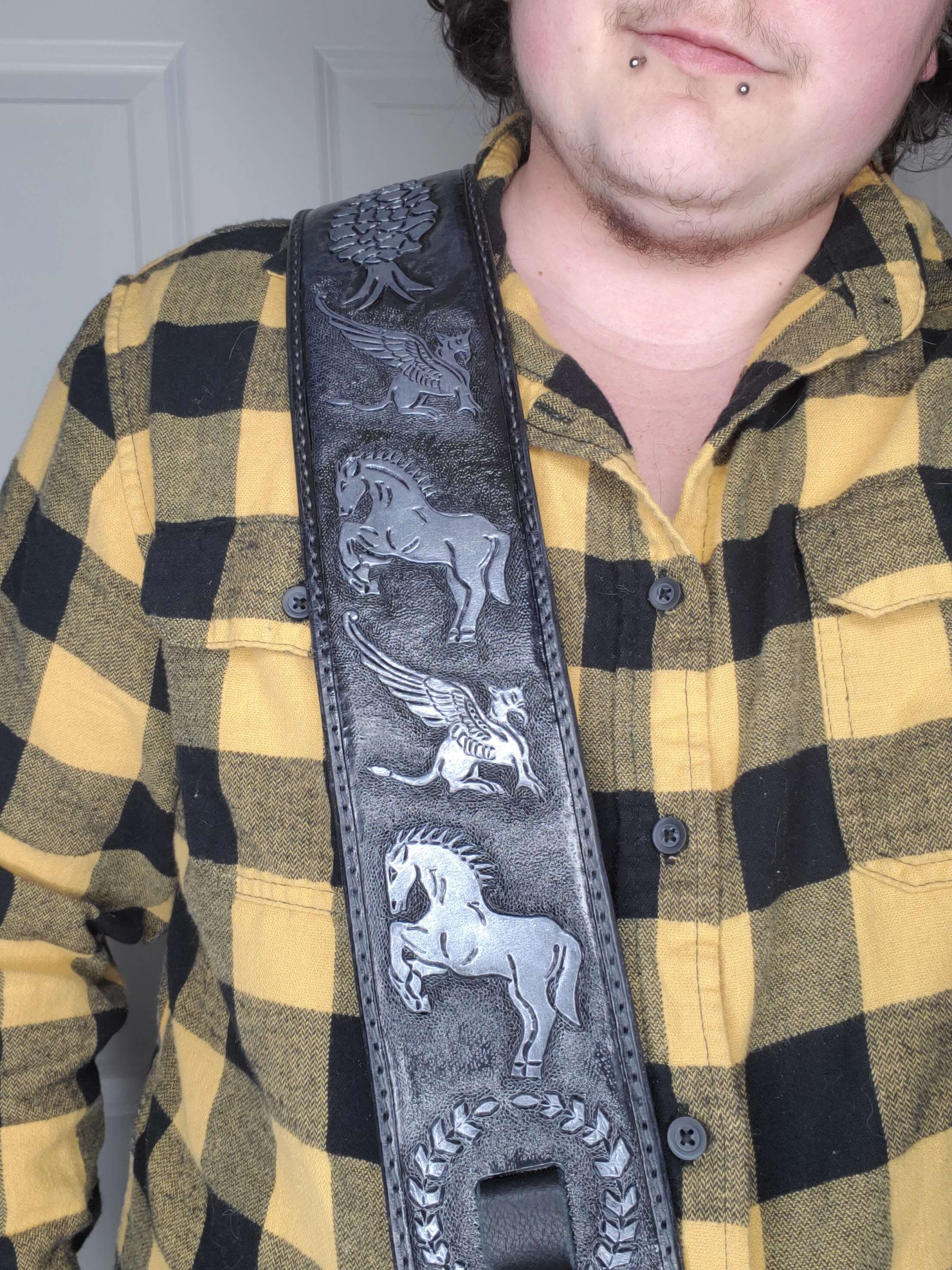 Custom Hand-tooled Leather Guitar Strap - Your Design in Leather! - Etsy