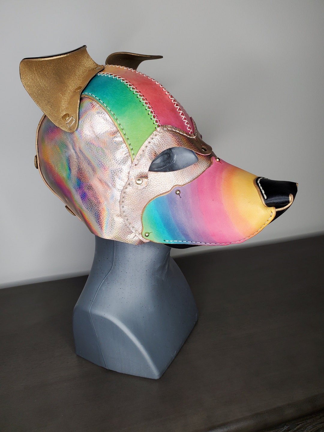 Iridescent Rainbow Pride Hand-made Leather Pup Hood - Etsy