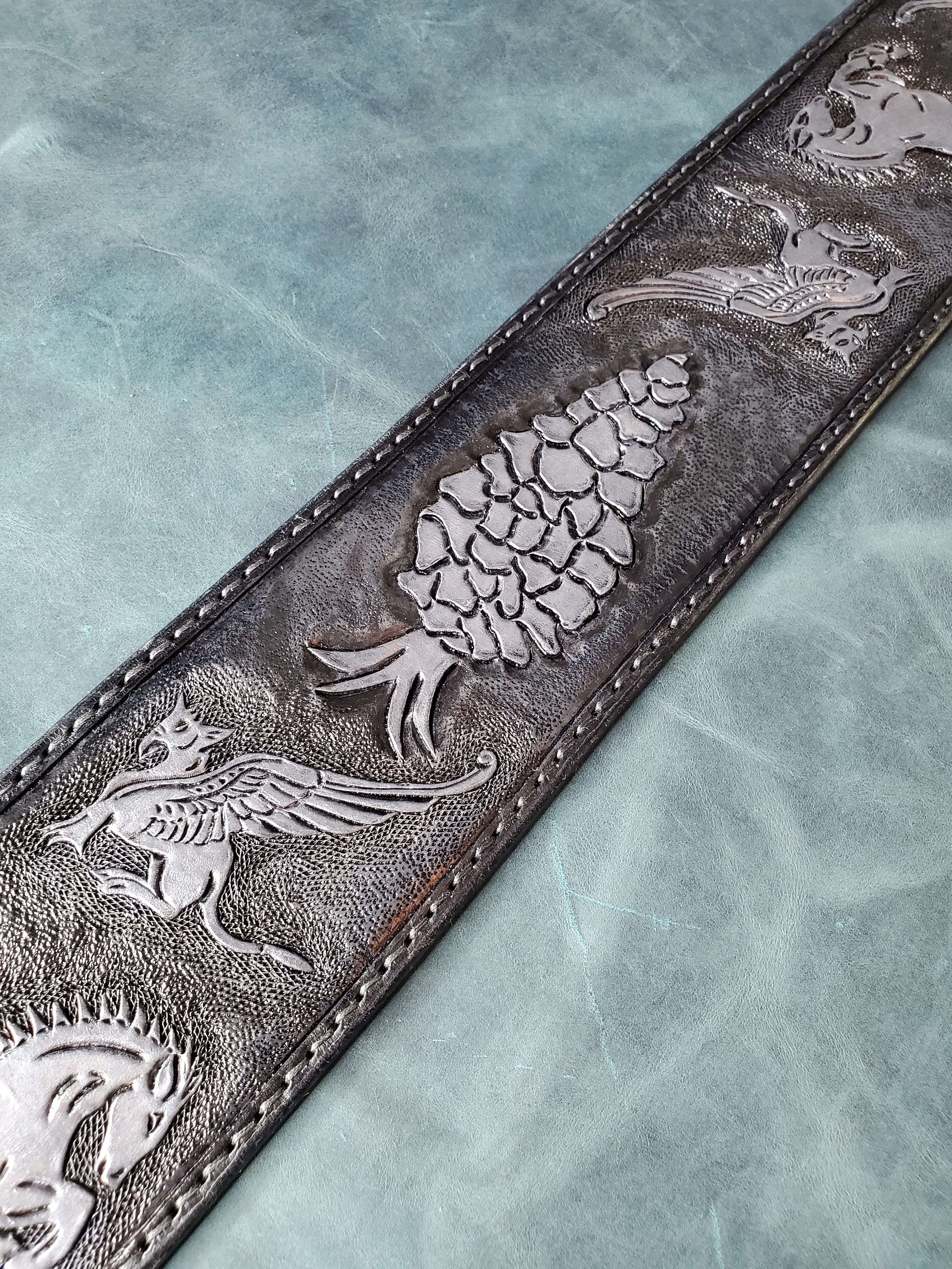 Custom Hand-tooled Leather Guitar Strap - Your Design in Leather! - Etsy