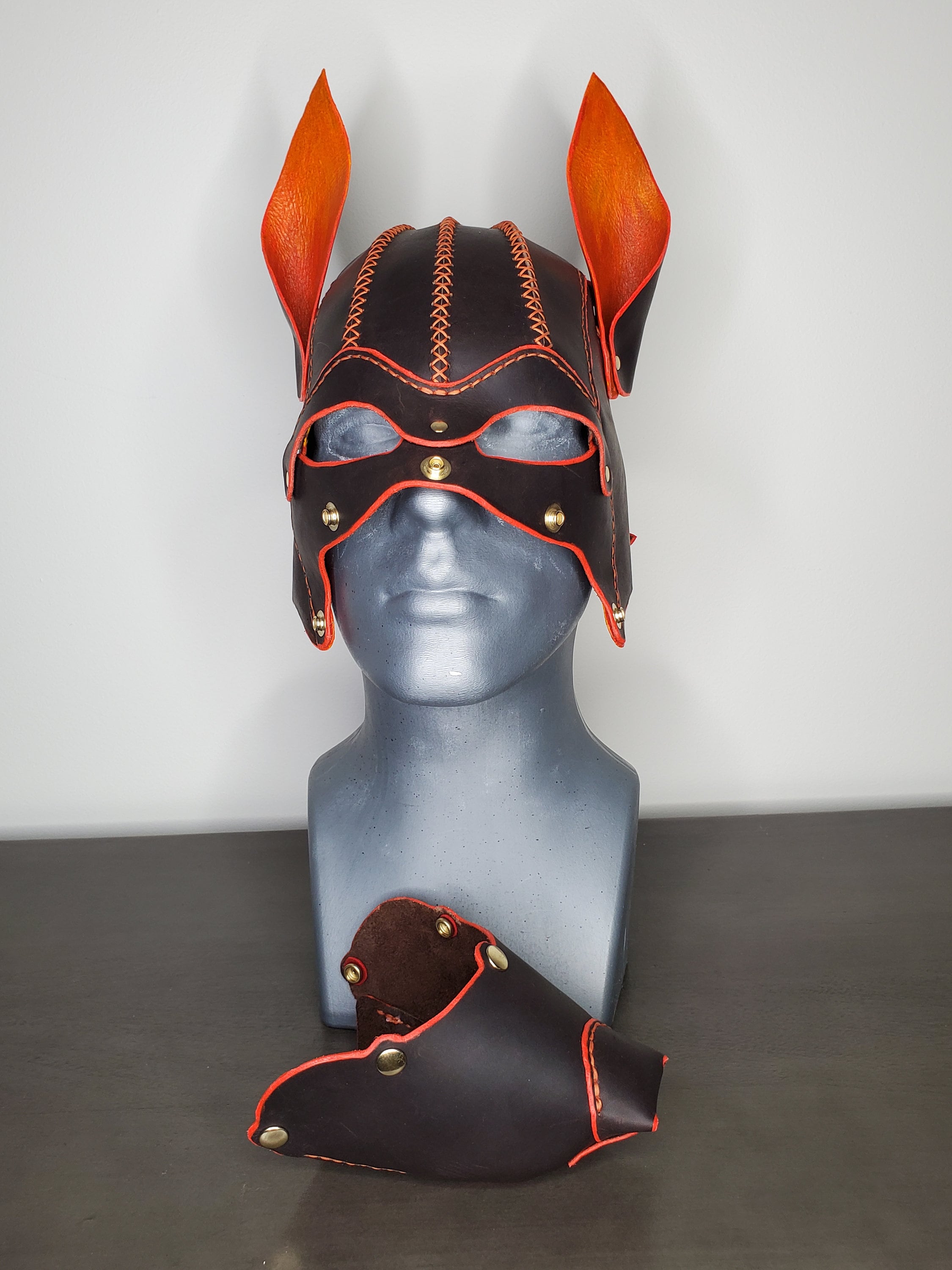 Specialty Leather Pup Hood - Orange and Dark Chocolate - Etsy