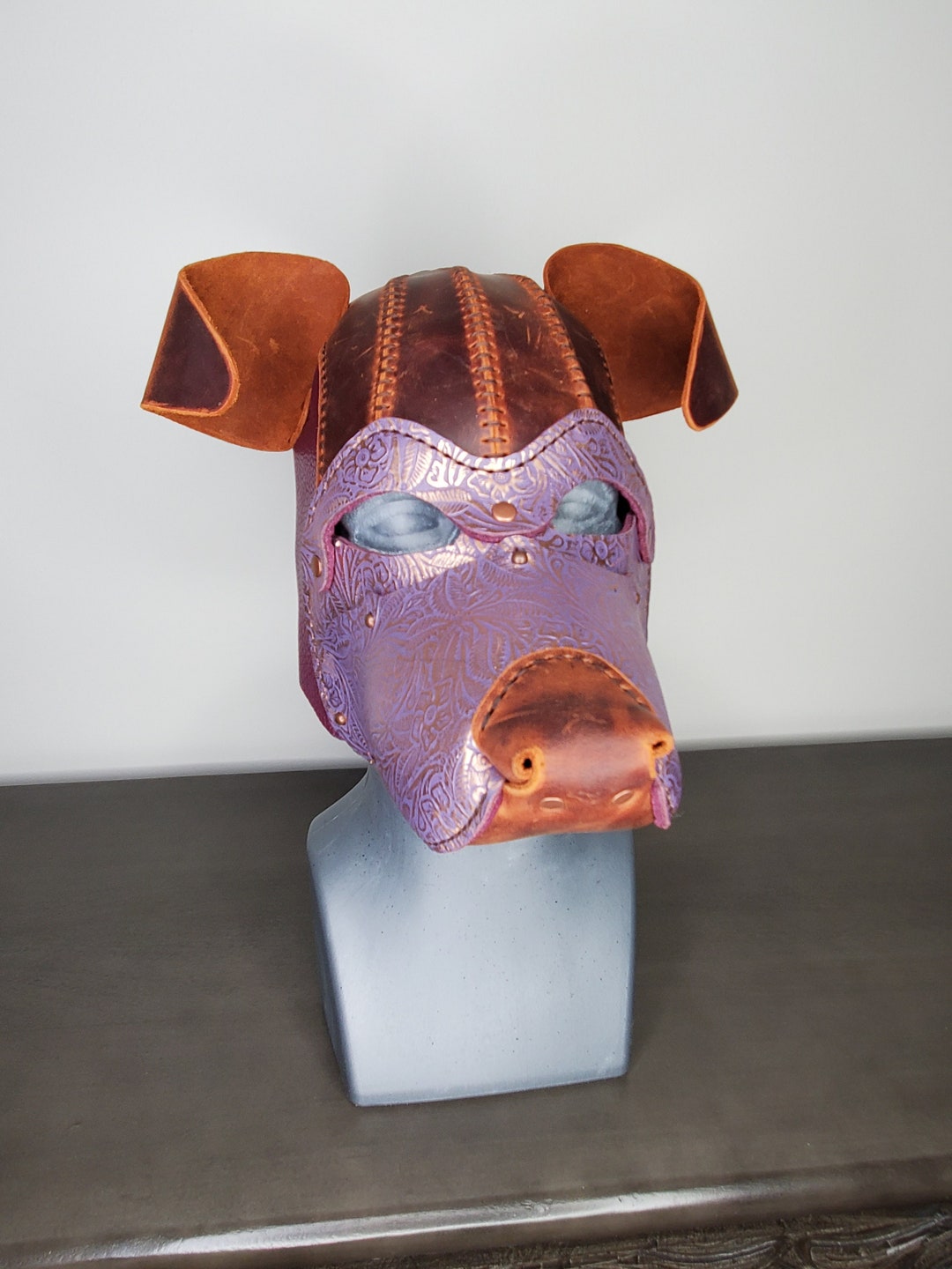 Specialty Leather Pup Hood - Embossed Floral Leather, Lilac, Antique ...
