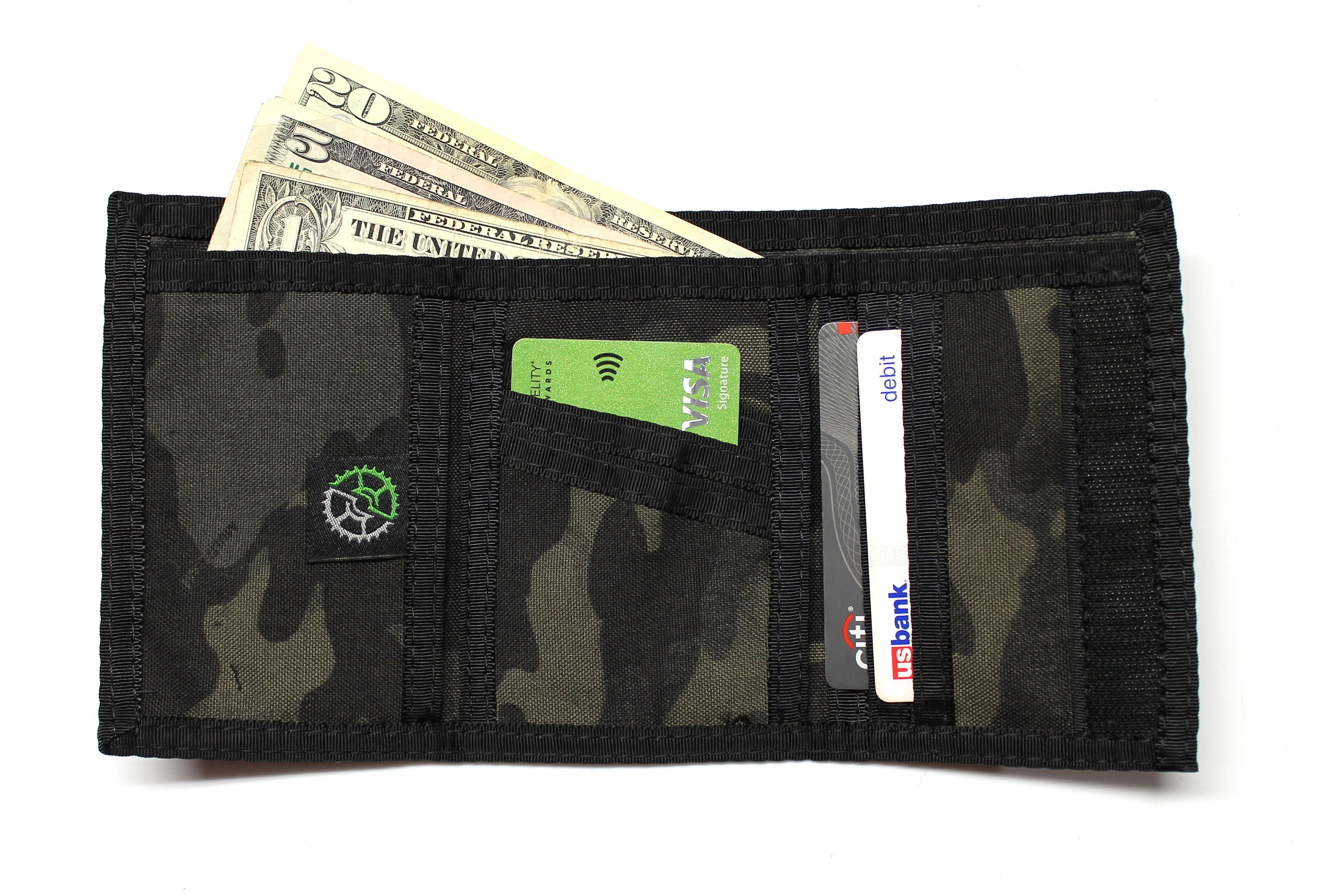 Black Mutlcam Camo Trifold Wallet Nylon With 6 Credit Card Pockets ...