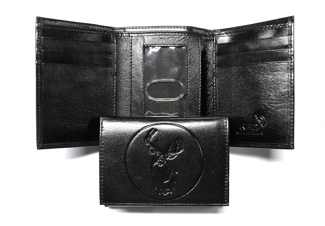 Deer Hunting Trifold Wallet Black Leather Embossed - Etsy