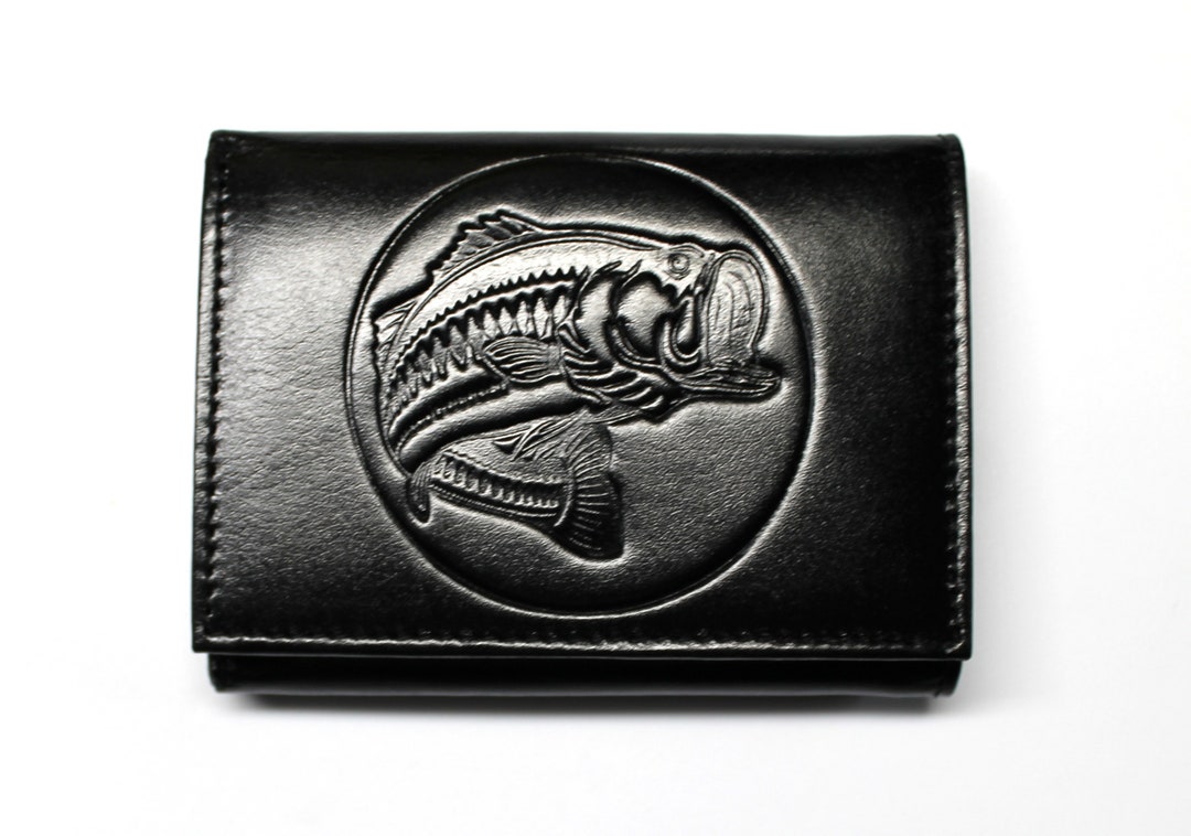 Bass Fishing Trifold Wallet Black Leather Embossed - Etsy