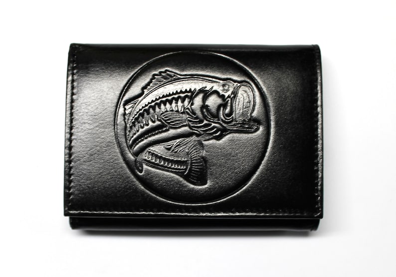 Bass Fishing Trifold Wallet Black Leather Embossed - Etsy