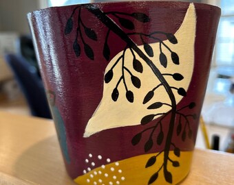 Hand-painted Pot, Painted Red Clay Pot, Painted Terra-cotta Pot, Hand ...