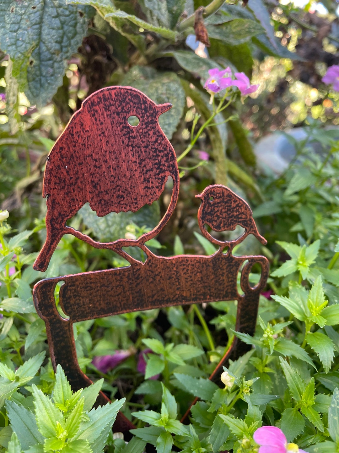 Metal Robin and Chick on a Handle | Bird Lovers Gift | Gardeners Gift ...