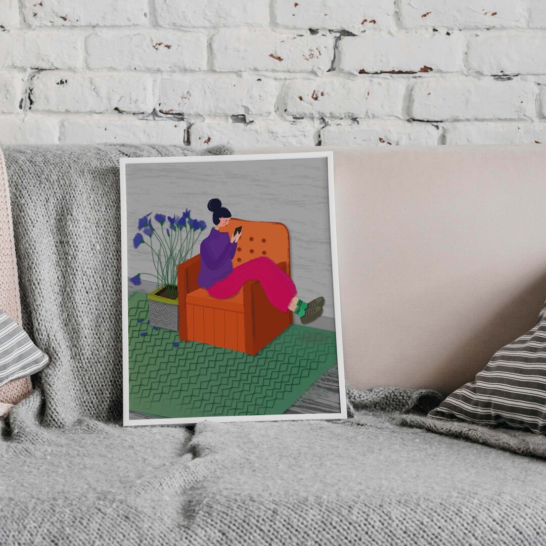 Printable Girl Illustration, Wall Art Posters for Teenage Bedroom, Girl ...