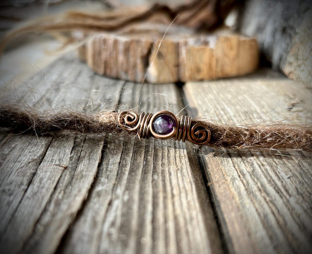 Copper (blackened) Dreadlock Jewelry With Amethyst. Dreadlocks, Rasta ...
