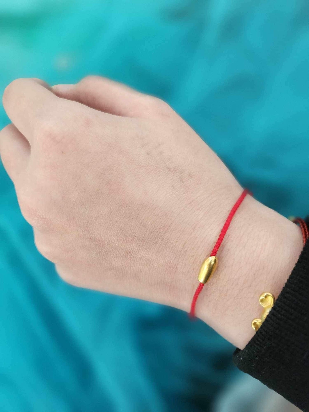 Lucky Red String 24k Gold Rice Adjustable Bracelet Luck/protection ...