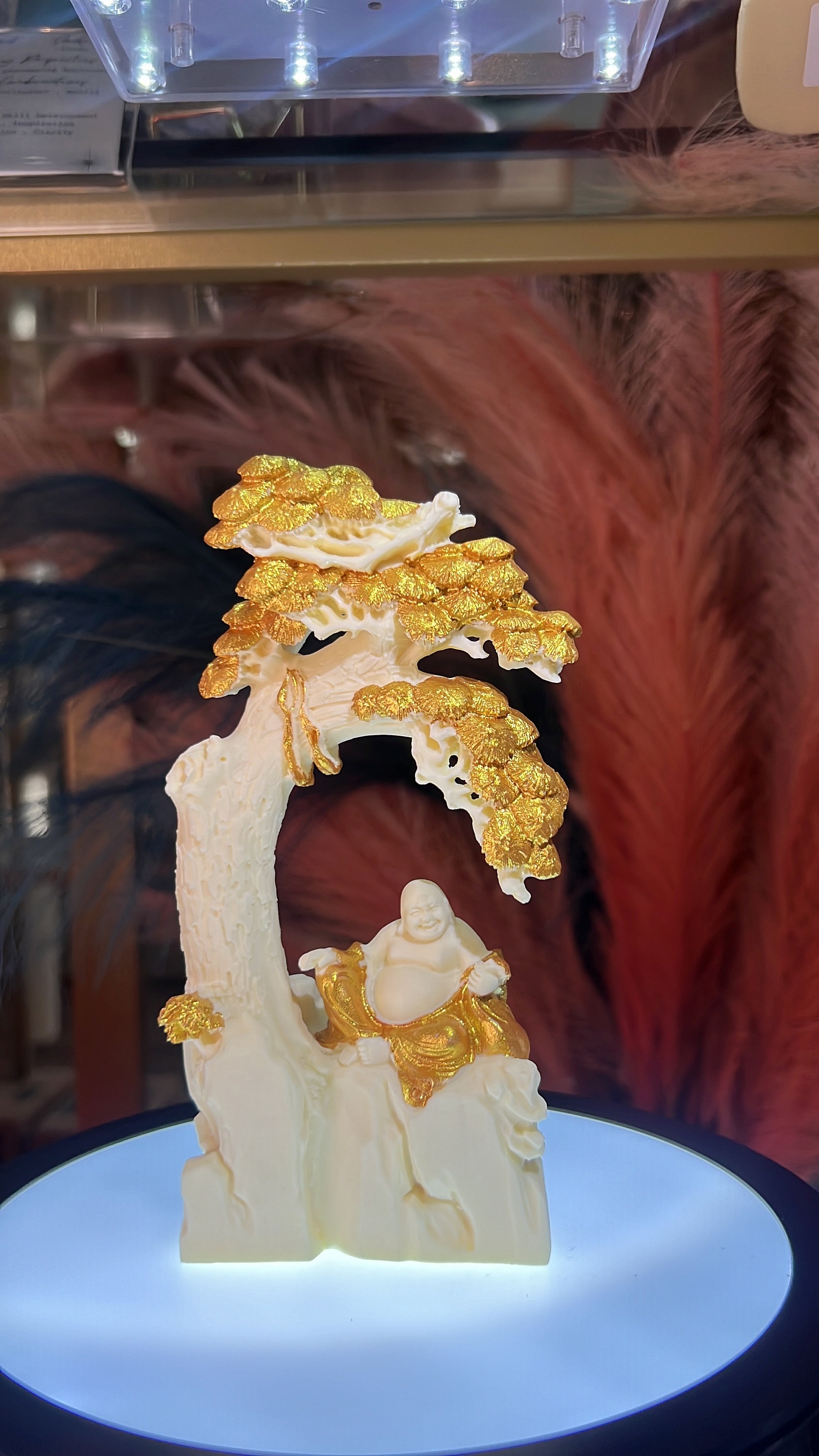 Laughing Buddha Under Tree Natural Ivory Fruit Carved Tagua Nut Ivory ...