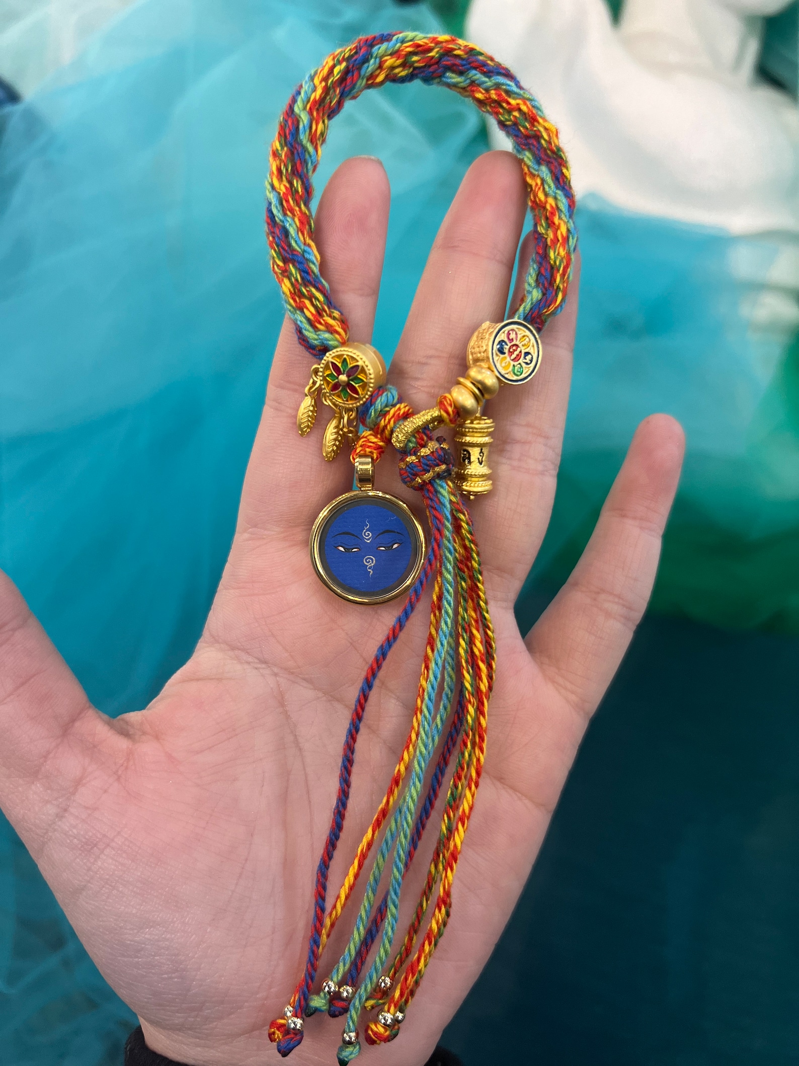 Tibetan Five God of Wealth Thangka Luck Braid String Bracelet 13-18cm ...