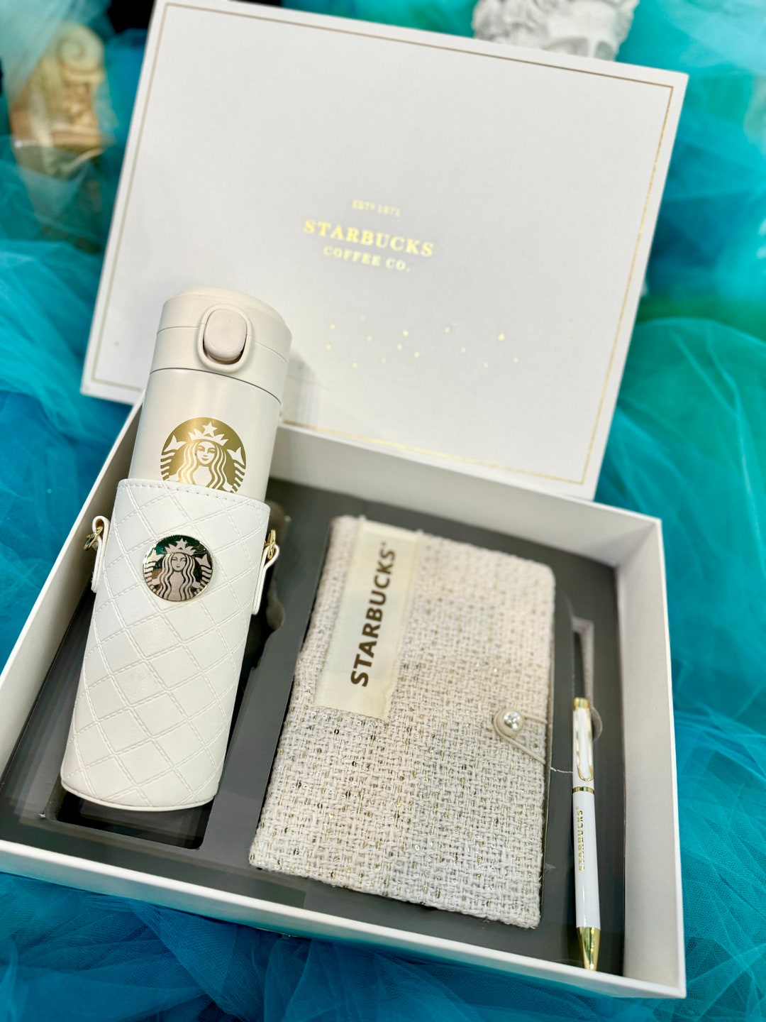 New Starbucks Personalized China Winter Pure White Thermos Cup Pearl ...