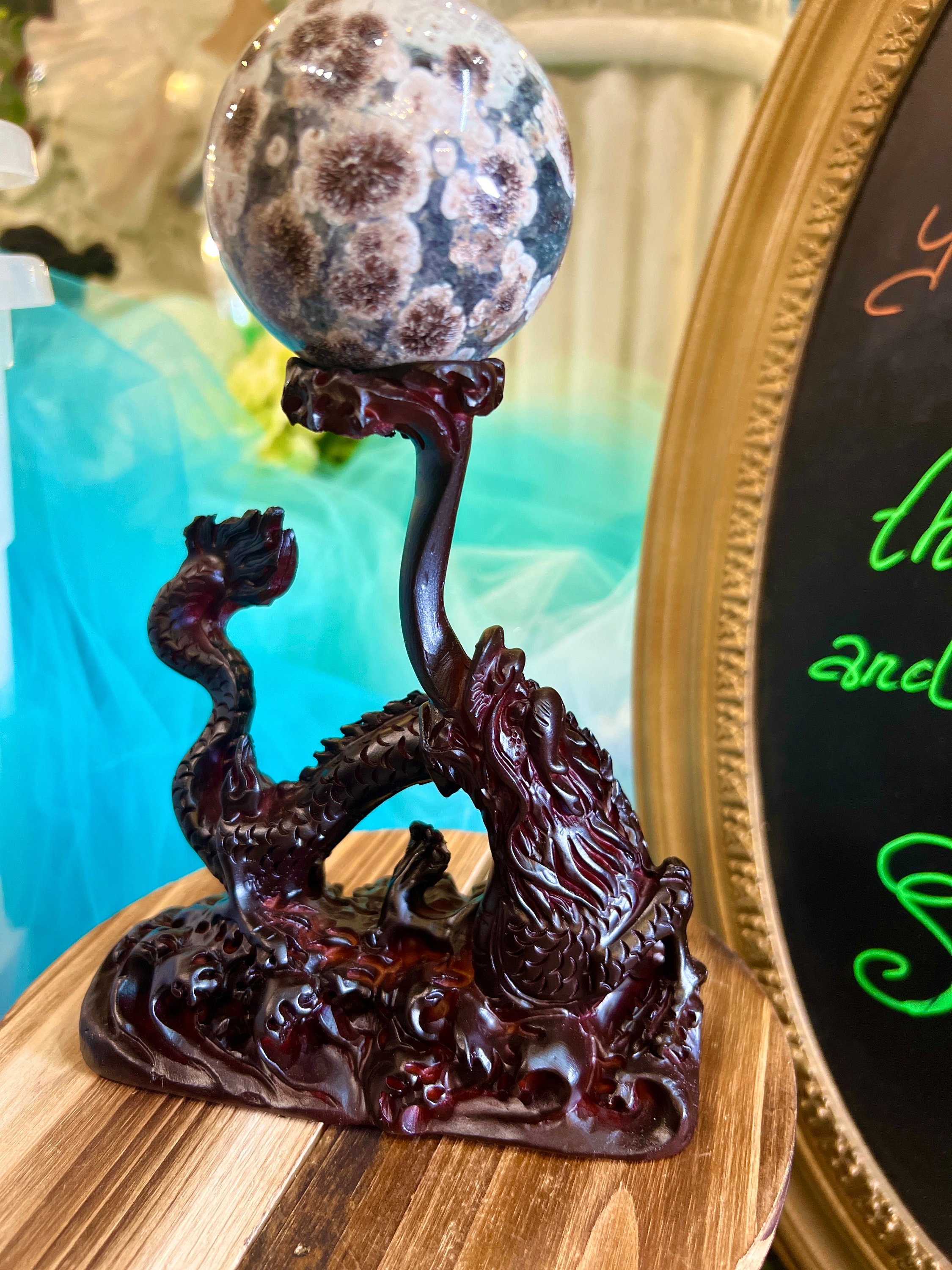 Dragon Water Dance Sphere Stand Display Organizer Decoration Crystal ...