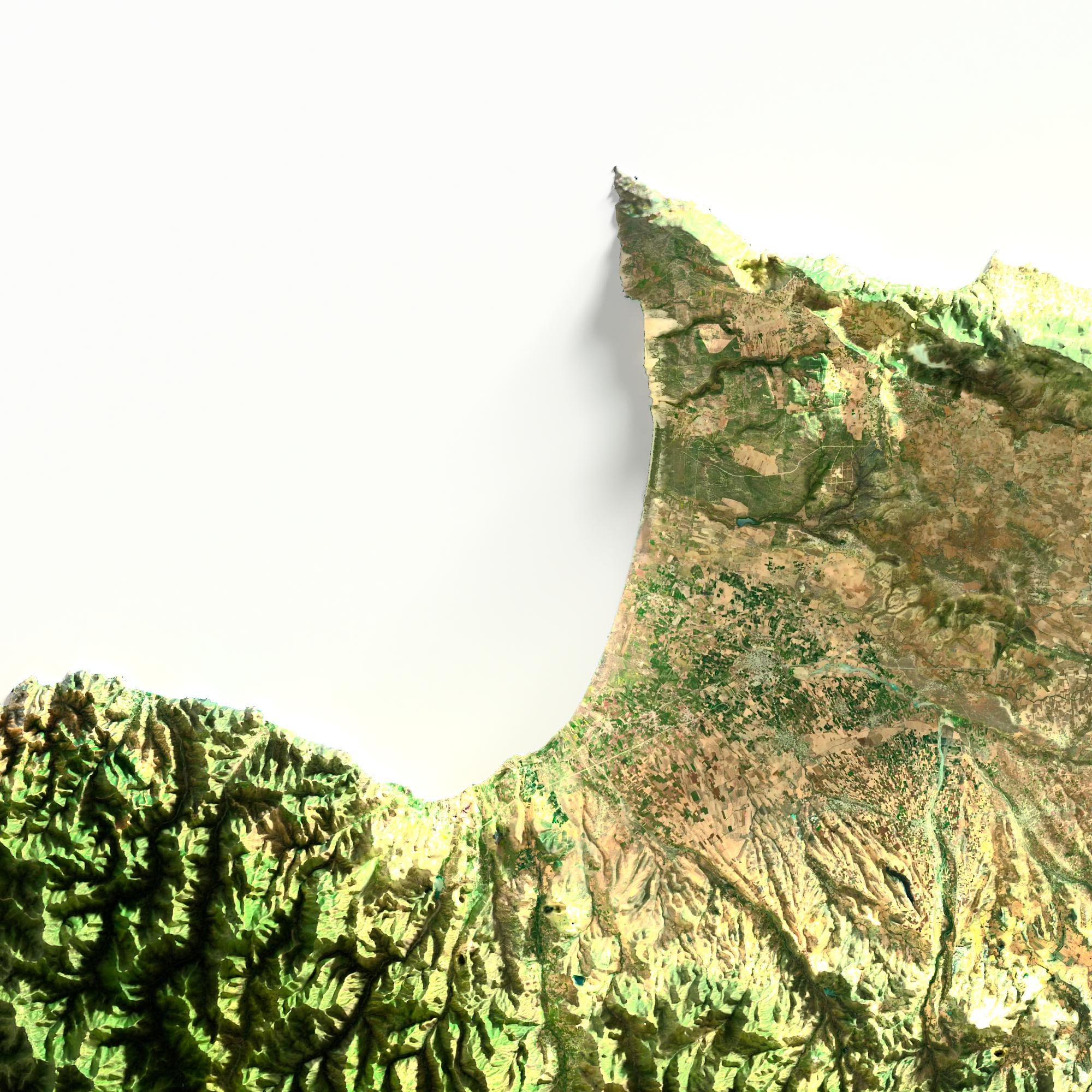 Cyprus Terrain Relief Map Print - Etsy