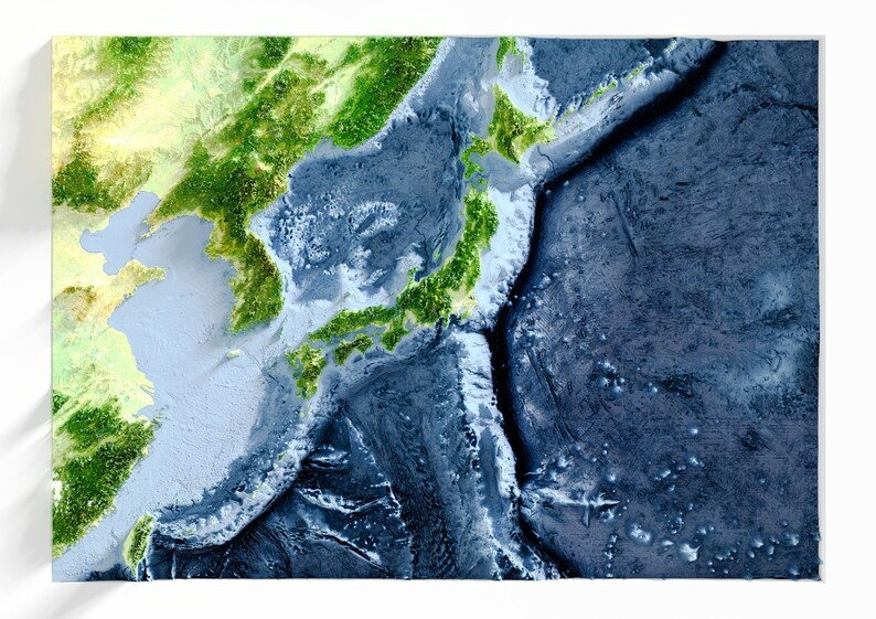 Japan Terrain Relief Map Print atlas Style - Etsy
